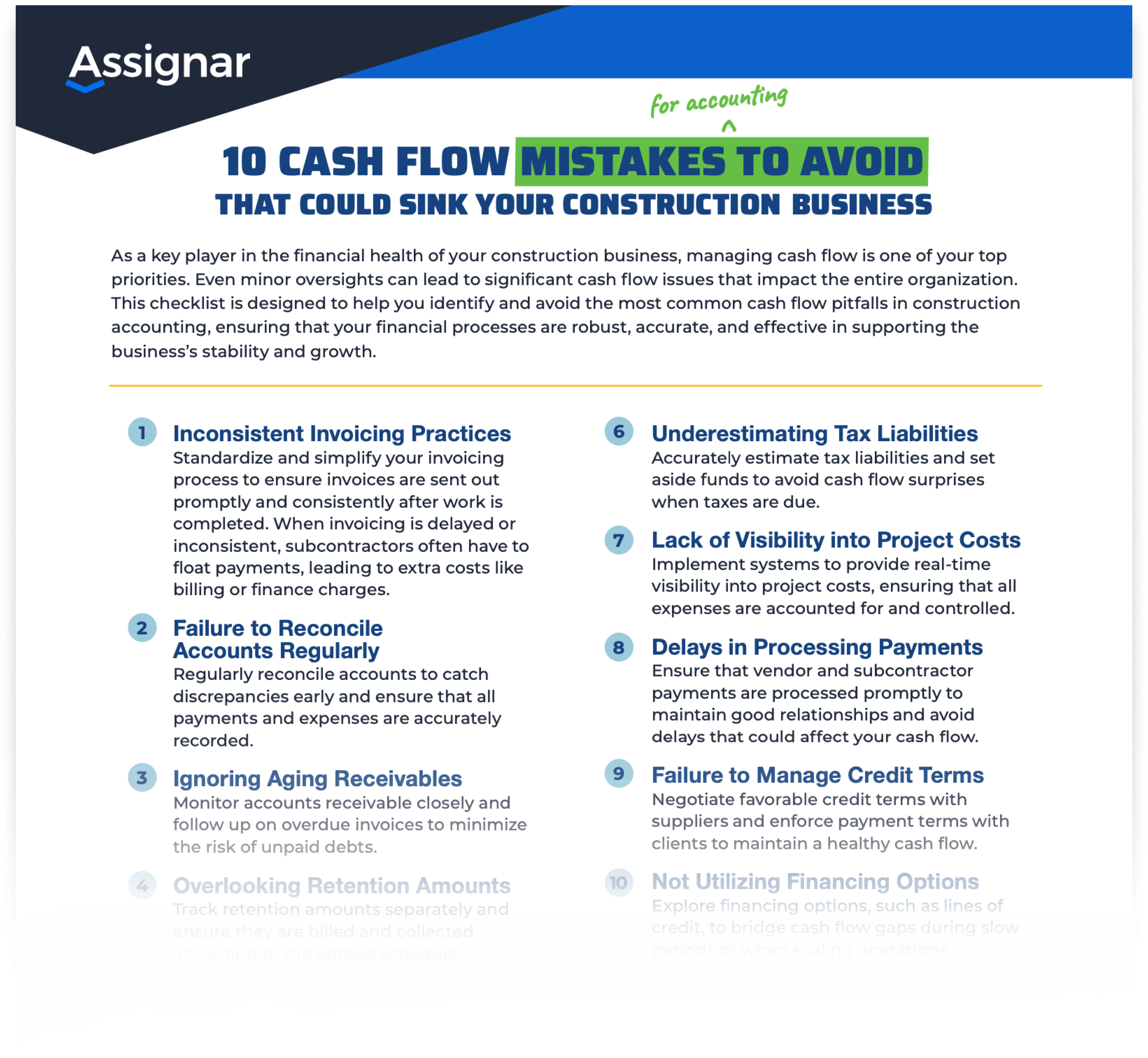 10 Cash Flow Mistakes to Avoid for Accounting - Assignar
