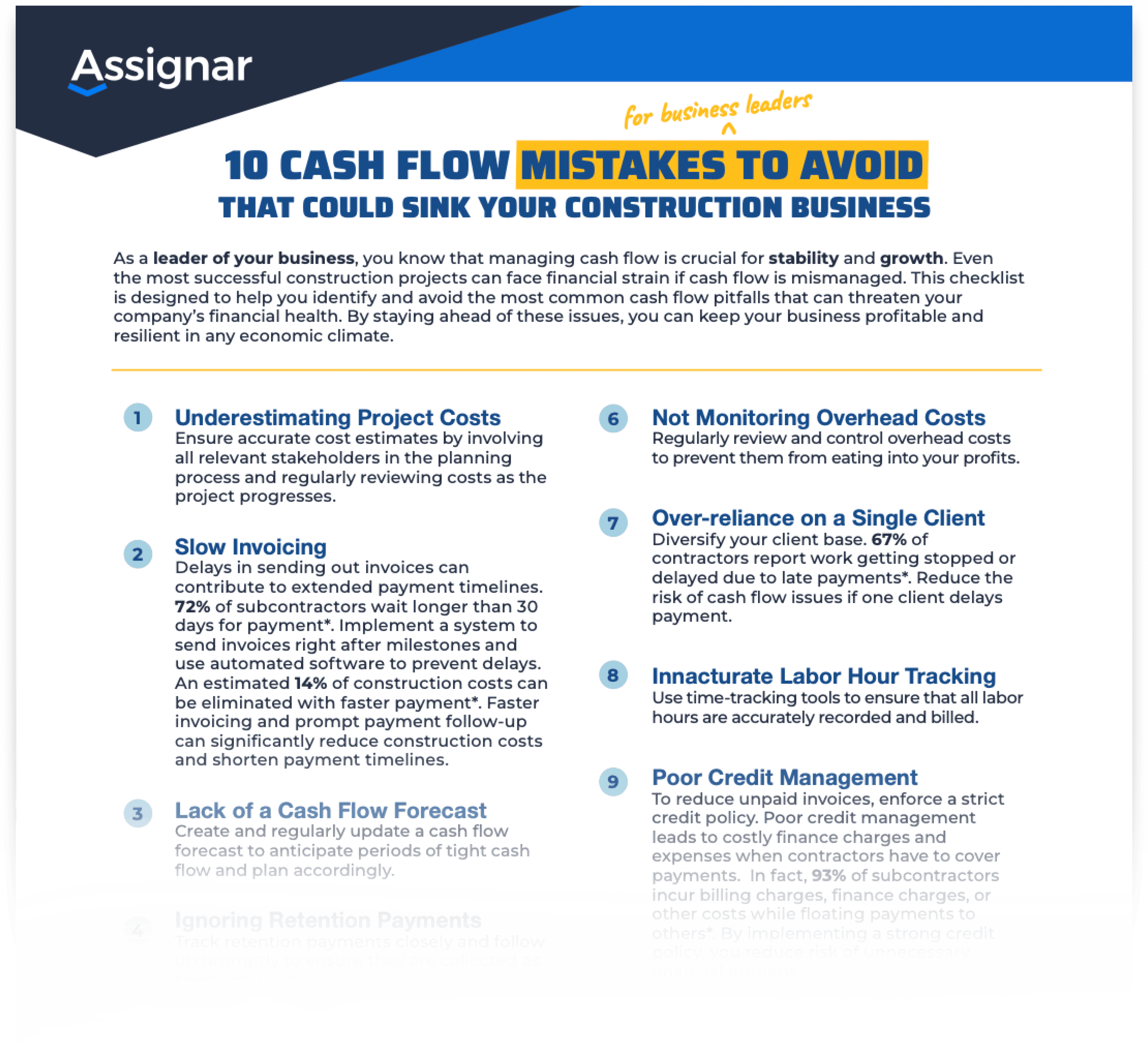 10 Cash Flow Mistakes to Avoid for Business Leaders - Assignar