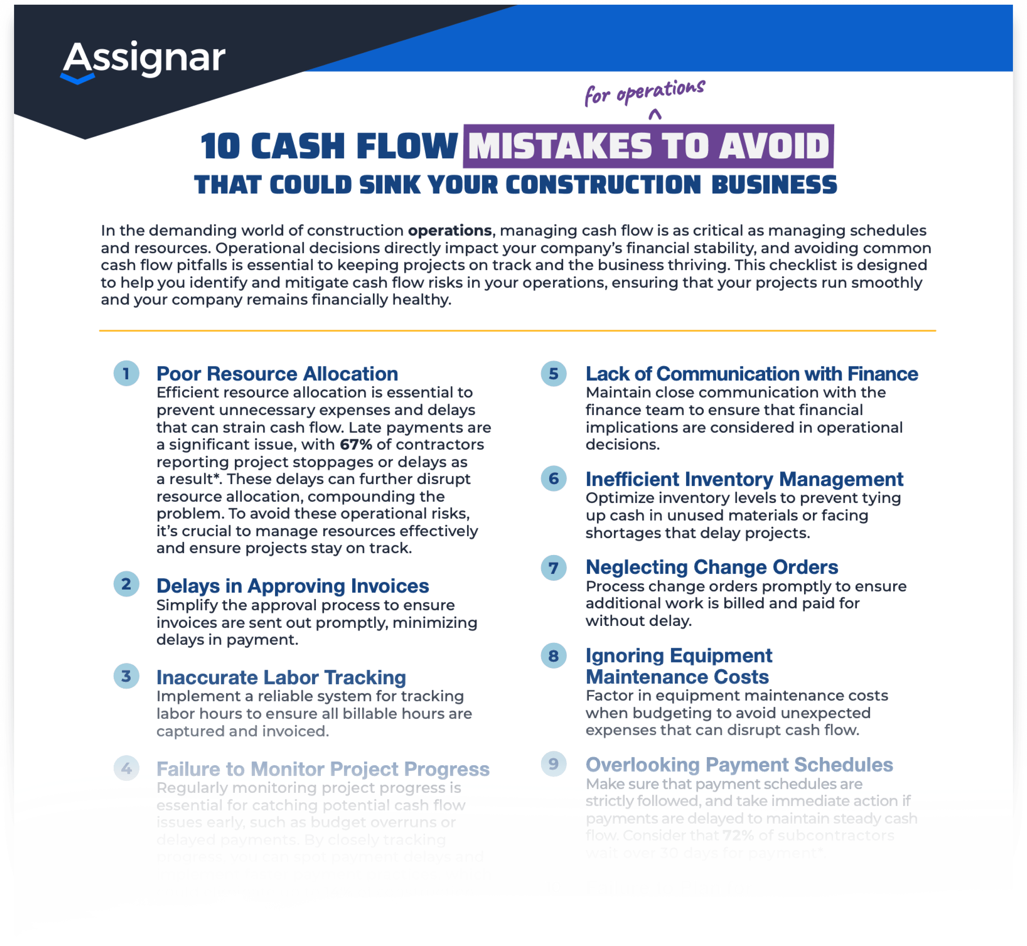 10 Cash Flow Mistakes to Avoid for Operations - Assignar